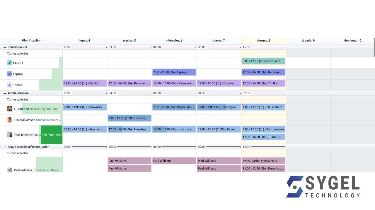 Módulo planning en Odoo | Sygel